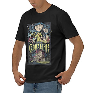 Animated Cora'Line Movie T-Shirts Men's Funny Tshirts Casual Tee Shirt Novelty T Shirts Custom Tops X-Large Black