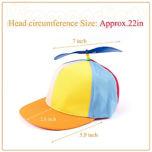 Framendino, Orange Flat Brim Adult Rainbow Propeller Hat Helicopter Top Hats Detachable Baseball Cap