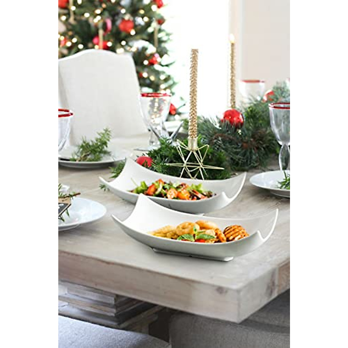 LAUCHUH Decorative Bowl Serving Platter White Serving Dishes Decorative Centerpiece Deep Serving Bowl Serving Dishes and Platters 12-Inch Set of 3