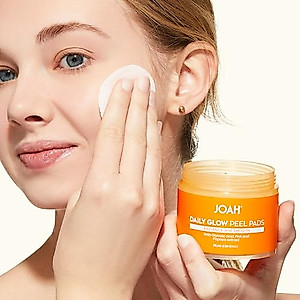 JOAH Daily Glow Exfoliating Cotton Peel Pads with Glycolic Acid, Infused with PHA & Papaya Extract, Free of Gluten, Parabens, Phthalates, SLS, & Formaldehyde, 50 Pads – 3.04 US fl. oz.