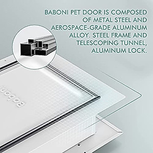 Baboni Pet Door for Wall, Steel Frame and Telescoping Tunnel, Aluminum Lock, Double Flap Dog Door and Cat Door, Strong and Durable (Pets Up to 100 Lb) -Large