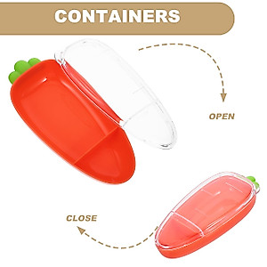 Luxshiny Snack Containers 2 Compartment Food Storage: Carrot Shaped Food Containers Divided Snack Boxes With Lid Snacks On The Go for Work and Travel Orange