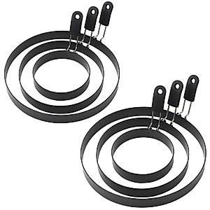 Egg Rings Set of 6 Stainless Steel Pancake Mold And Egg Ring Set Nonstick Round Egg And Omelet Mold for Frying Eggs And Muffins(Set of 6)