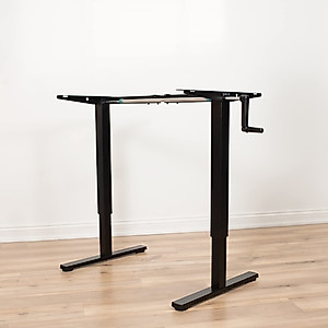 VIVO Compact Hand Crank Stand Up Desk Frame for 33 to 52 inch Table Tops, Ergonomic Standing Height Adjustable Base with Crank Handle, Black, DESK-M051CB