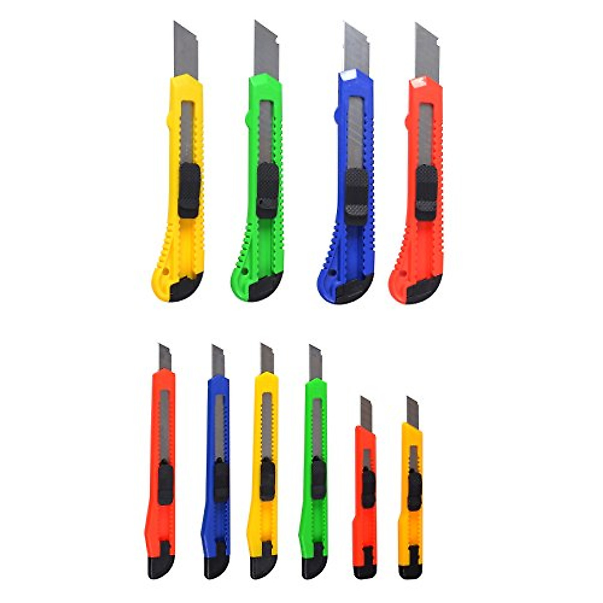 eZthings® 10 Heavy Duty Box Cutters Openers Utility Knives with Snap Off Blades (Variety Knife Set)