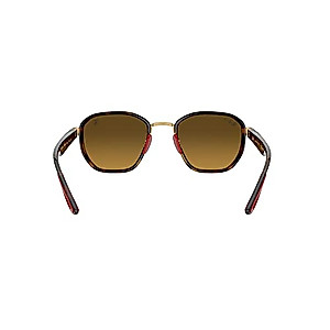 Ray-Ban RB3674M Scuderia Ferrari Collection Round Sunglasses, Gold/Chromance Brown Mirrored Grey Polarized, 51 mm