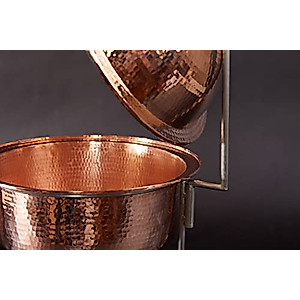 Sertodo Copper Round Byzantium Chafer, 4 quart capacity, Hand Hammered 100% Pure Copper