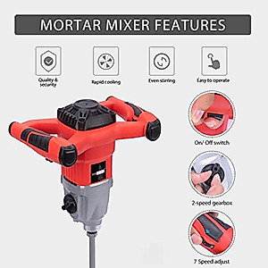 VIVOHOME 110V 1600W Electric Handheld Paint Cement Mortar Mixer Machine with 7 Adjustable Speed