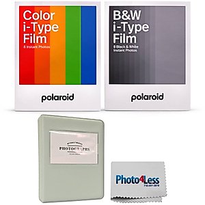 Polaroid Color Film for I-Type (8 Exposures) + Polaroid Black & White i-Type Instant Film (8 Exposures) + Album + Cloth