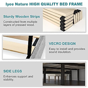 IYEE NATURE Twin Bed Frame Upholstered Platform with Headboard and Strong Wooden Slats, Strong Weight Capacity, Non-Slip,No Box Spring Needed, Easy Assembly,Twin Size Bed Frame,Gray