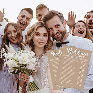 Buildinest Brown Theme Bridal Shower Games 25 Guests, Wedding Shoe Game Bridal Games, Wedding Advice Cards, Wedding Games for Reception, Bride Groom Wedding Bachelorette Engagement Party Supplies-E04