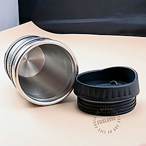 FUNLAVIE Camera Lens Mug Travel Coffee Mug Novelty Birthday Gifts for Women Men
