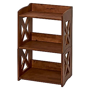 NHZ Side Table 3 Tier, End Table with Storage Shelf, Table Nightstand, Small Bookshelf, Bookcase, Display Rack for Office, Bedroom, Living Room and Kitchen. (Brown)