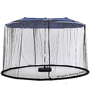 Tiimmgaal 15FT Mosquito Netting for Patio Umbrella Double Sided Patio Umbrella Canopy Netting &10X10 Ft gazebo (Black)(Does Not Contain Gazebo Patio Umbrella) (15FT Black)