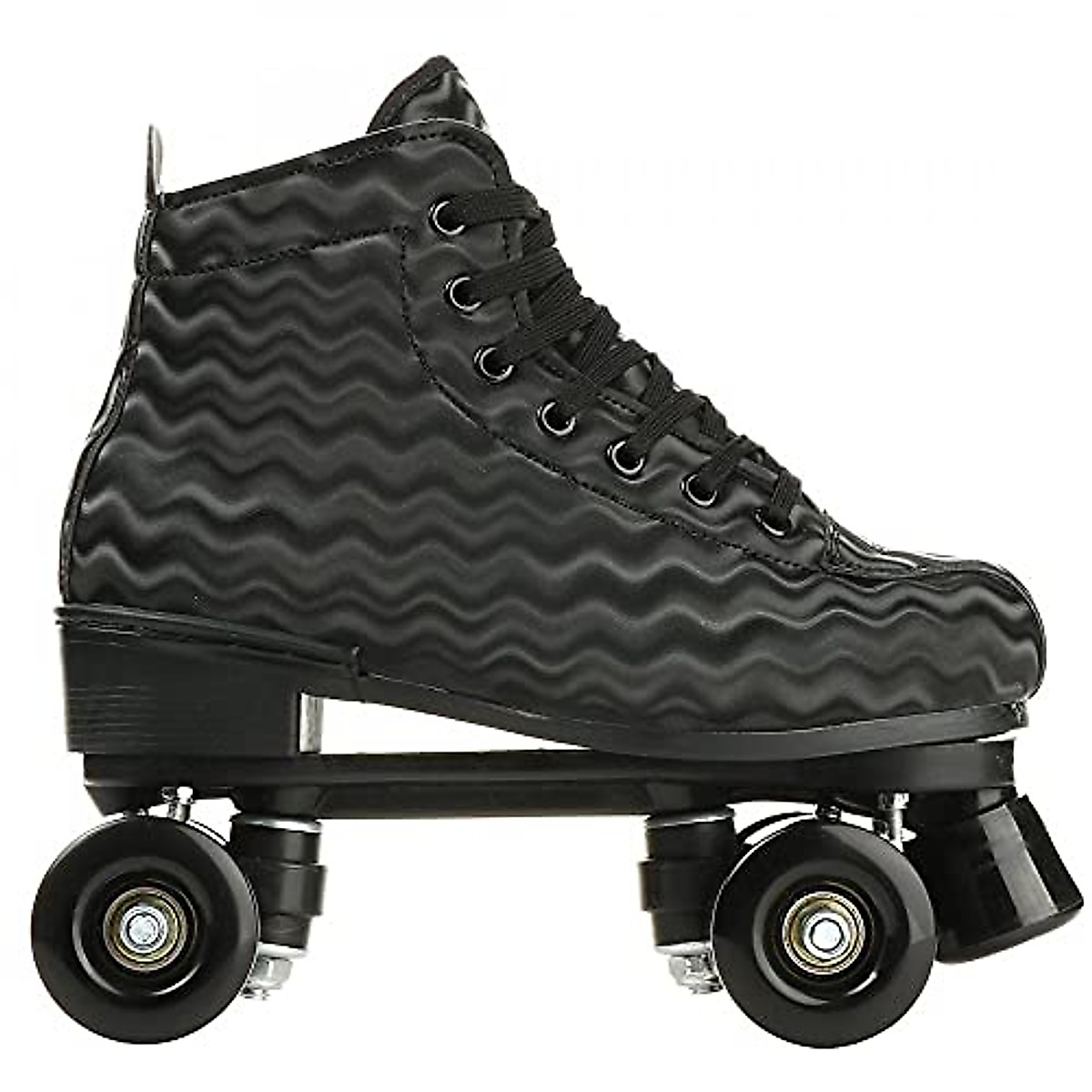 Jessie Womens Roller Skates Water Ripple High-top Roller Skates Four-Wheel Roller Skates Shiny Roller Skates for Adult Youth Boys Girls Outdoor with Shoes Bag (Black Ripple,US:8)