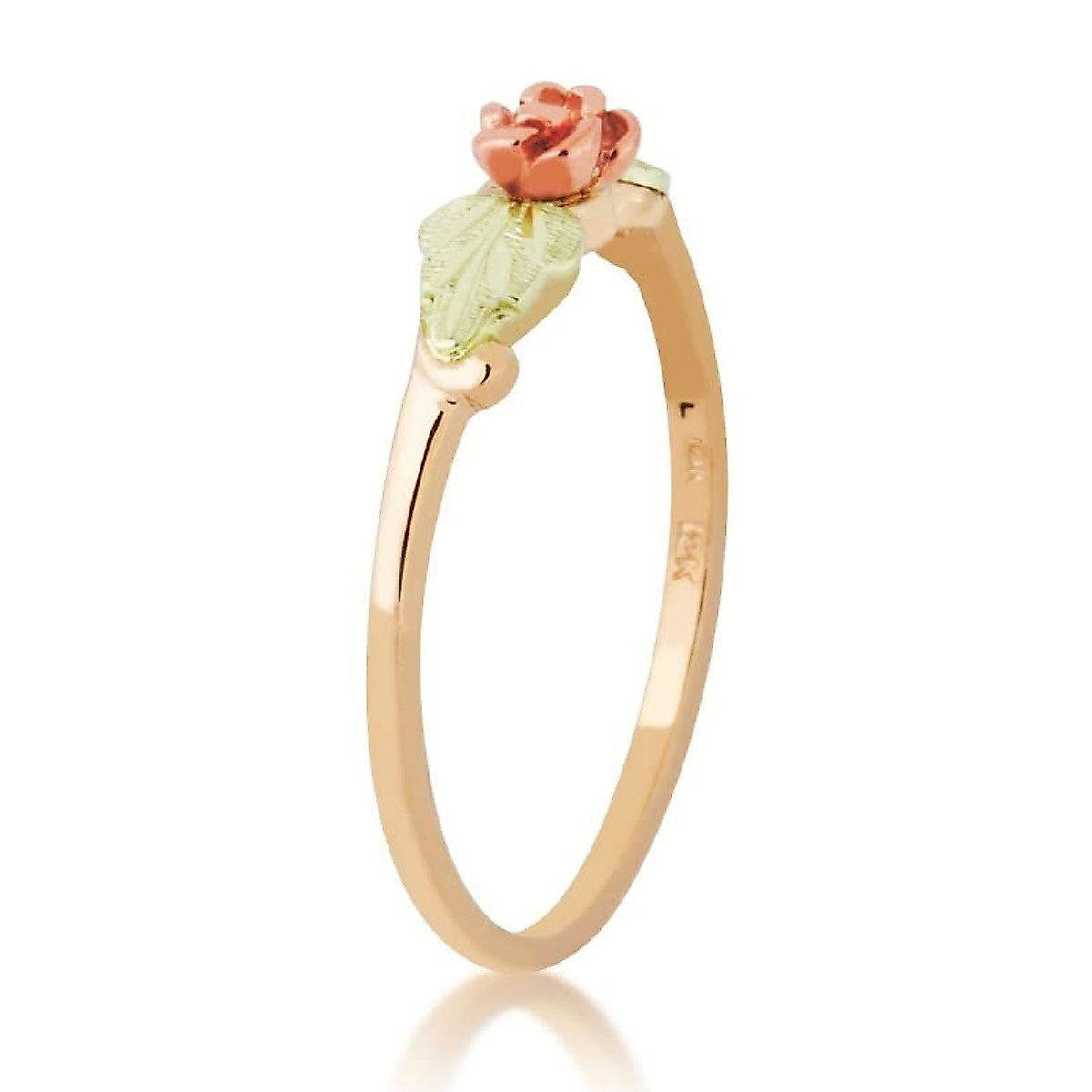 Dakota Rose Leaf Ring, 10k Yellow Gold, 12k Pink and Green Black Hills Gold Size 9