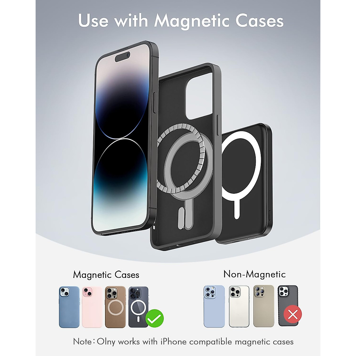 podoru for Magsafe Battery Pack, 5000mAh Magnetic Power Bank with Type-C Cable 20W PD Fast Charging Lighting Input Wireless Portable Charger for iPhone 16/15/14/13/12/ All Series-Black