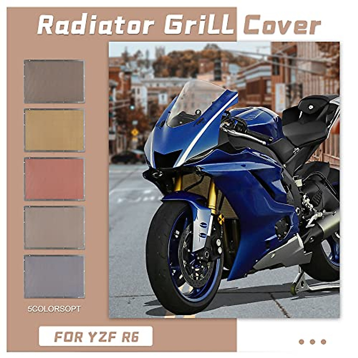 Motorcycle Radiator Cover Guard Water Tank Coolant Grill Grille Net Bezel Protector for 06-15 YZF R6 YZF-R6 YZFR6 2006 2007 2008 2009 2010 2011 2012 2013 2014 2015 (Gold)