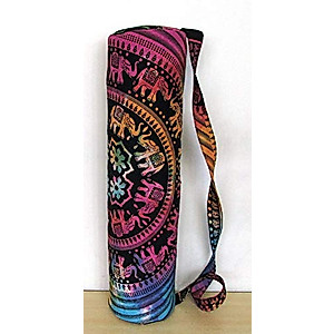 ICC Yoga Mat Bag for Women & Men,Travel Yoga Gym Bag for 1/4" 1/3" Thick Exercise Yoga Mat, Full-Zip Yoga Mat Carrier Bag for Class workout Park with Pockets and Adjustable Strap Multi Elephant