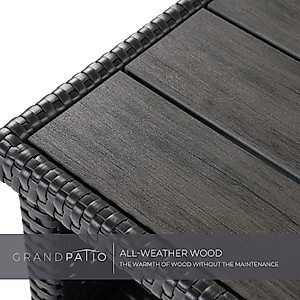 Grand patio Wicker Storage Cabinet Outdoor Waterproof Buffet Cabinet Patio Bar Table with Two Doors and Shelves Wicker Sideboard for Garden Kitchen Pool Dark Brown