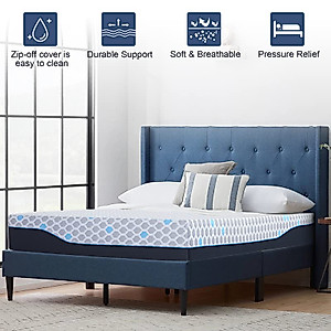 Opoiar Twin XL Mattress - Memory Foam Mattress 10 Inch Bamboo Charcoal Gel Memory Foam Mattress in a Box, Foam Bed Mattress Medium Firm, Full Size Mattress,USA