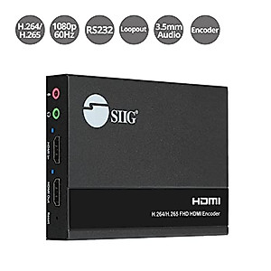 SIIG H.265 H.264 HDMI IPTV Encoder 1080p 60Hz, Loopout, Audio Extraction/Embedding, GUI, Live Stream/Broadcast to YouTube, Facebook, Twitch, VLC Software, etc, RTSP, RTMP, RTMPS, HLS, Multicast