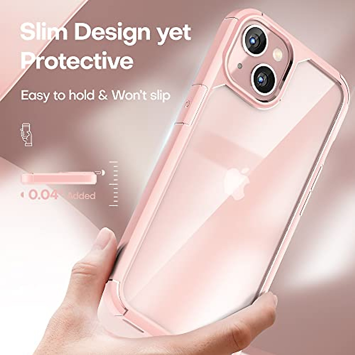 TAURI [5 in 1 Designed for iPhone 13 Case, [Not-Yellowing] with 2X Tempered Glass Screen Protector + 2X Camera Lens Protector [Military-Grade Drop Protection] Shockproof Slim 6.1 Inch Pink…、