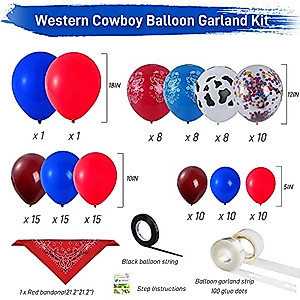 Western Cowboy Balloon Garland Red Blue Coffee Cow Cowboy Latex Balloons Confetti Balloon Bandana for Baby Shower Birthday Party Decorations