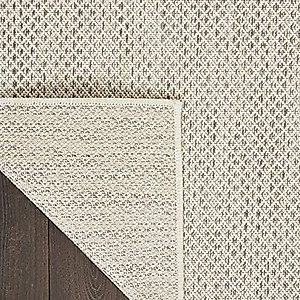 Nourison Courtyard Indoor/Outdoor Ivory Silver 8' x 10' Area Rug, Geometric, Easy Cleaning, Non Shedding, Bed Room, Living Room, Dining Room, Deck, Patio, Backyard (8x10)