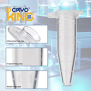 500PCS Biologix 1.5ml Microcentrifuge Tubes with Universal Cap (Non-Safe Lock Cap), Graduated Conical Micro Centrifuge Small Vials Without Leakage for Lab Use, Sample Storage