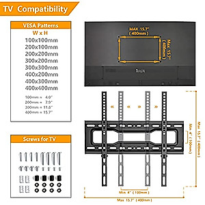 5Rcom Rolling TV Stand, Adjustable TV Cart w/Locking Wheels for 23-55" LCD LED Plasma Flat Panel Screen TV, Max VESA 400x400mm, Mobile TV Stand