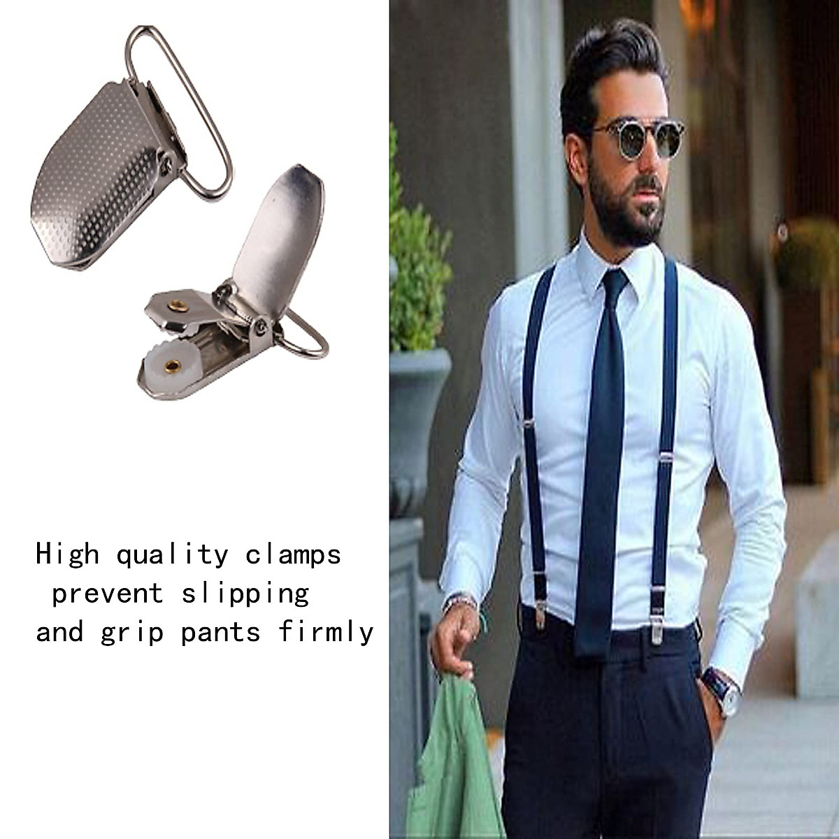 chiyu-yang Black Suspenders for Men and Women - Adjustable Tall stature Elastic Y Back Style With Strong Metal Clips