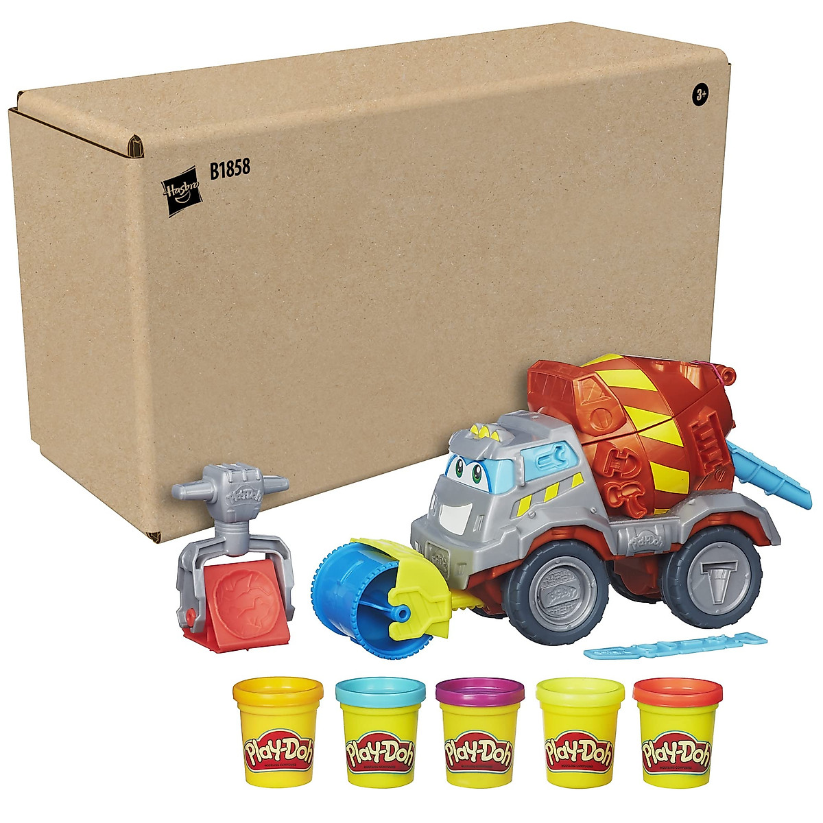 Play-Doh Max The Cement Mixer Toy Construction Truck with 5 Non-Toxic Modeling Compound Colors For 3+ Years, 2-Ounce Cans (Amazon Exclusive)