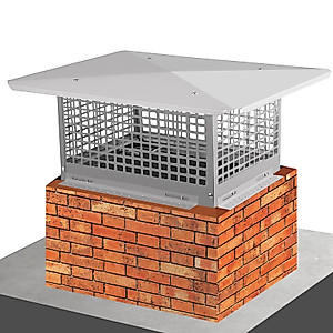 Flieeya Chimney Cap, Stainless Steel Chimney Cap, 17" x 29" Bolt On Single Flue Chimney Cover 304 Stainless Steel Fireplace Chimney Cover Adjustable for Outdoor Masonry Chimney