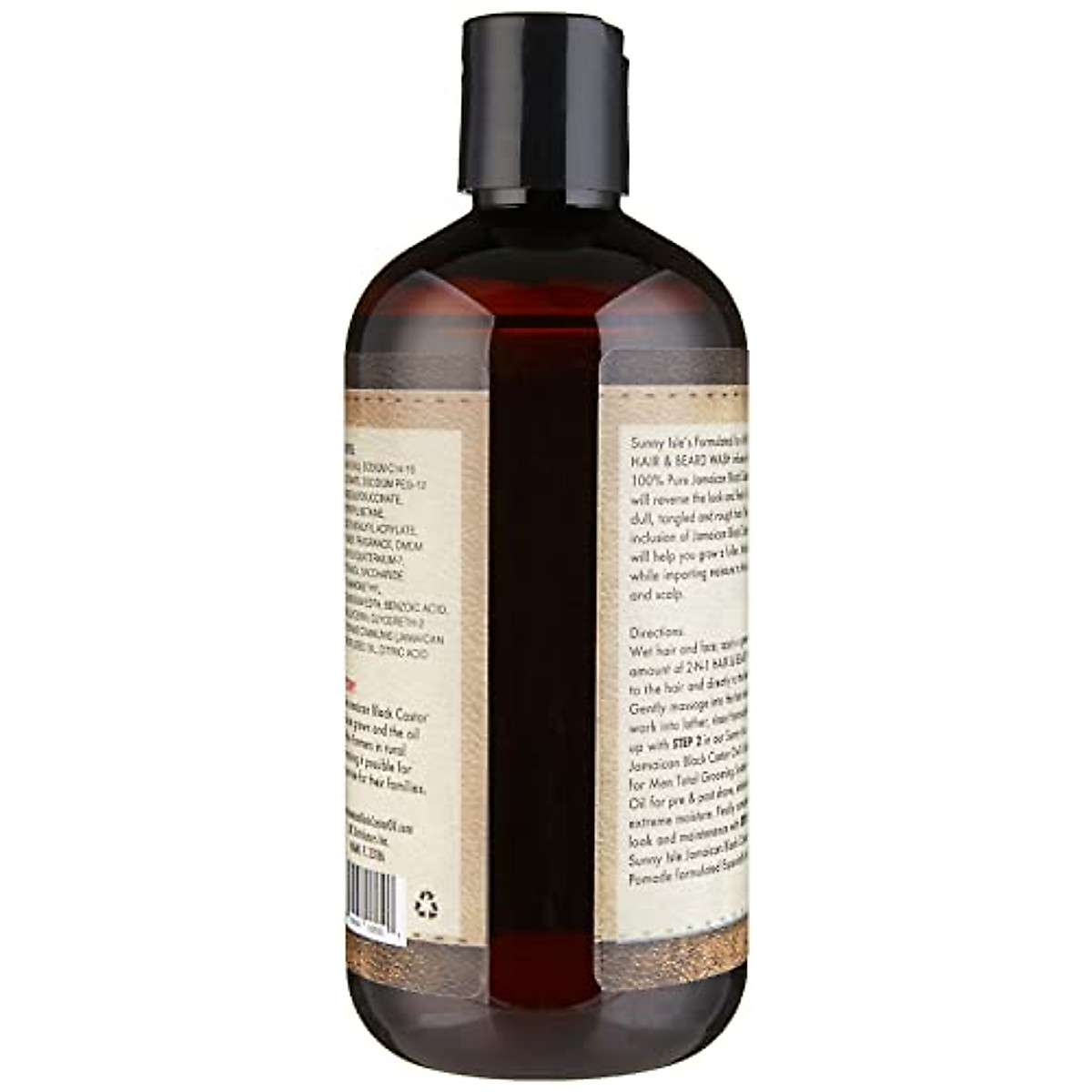 Sunny Isle Jamaican Black Castor Oil 2-N-1 Hair & Beard Wash 12oz | Cleanses, Hydrates, Moisturizes Hair & Skin | Detangles Beard | Paraben & Sulfate FREE