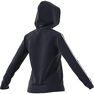 adidas Women's Essentials Single Jersey 3-Stripes Full-Zip Hoodie, Legend Ink/White, Medium