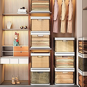 Clothes Drawer Organizer, Wardrobe Clothes Organizer for Folded Clothes, Closet Organizers and Storage for Jeans, T-shirts, Underwear, Thin Blanket, Stackable& Slideable( None Grid+7Grids+9Grids)