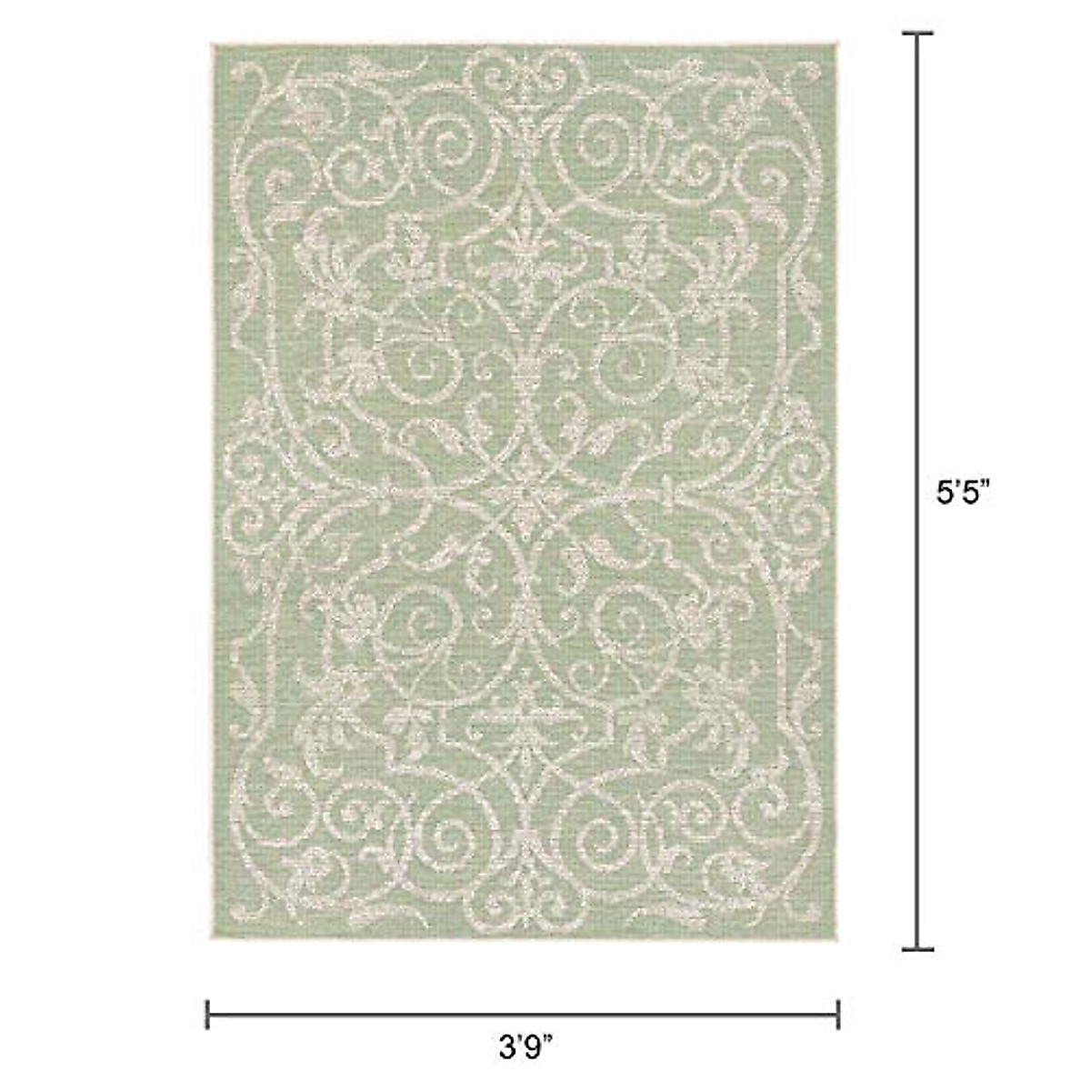 Couristan Monaco Summer Quay Indoor/Outdoor Area Rug, 3'9" x 5'5", Ivory/Light Green