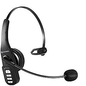 Trucker Bluetooth Headset, V5.0 Noise Cancelling Wireless Headset with Microphone, On Ear Hands-Free Bluetooth Headphone for iPhone Samsung Cell Phone Call Center Home Office Skype