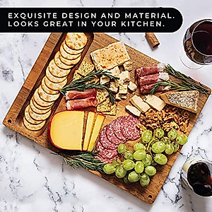 Premium Large Acacia Wood Cutting Board for Kitchen. 1.5in Extra Thick Chopping Board with Juice Groove. Non slip Reversible Butcher Block Countertop & Charcuterie Board gift set