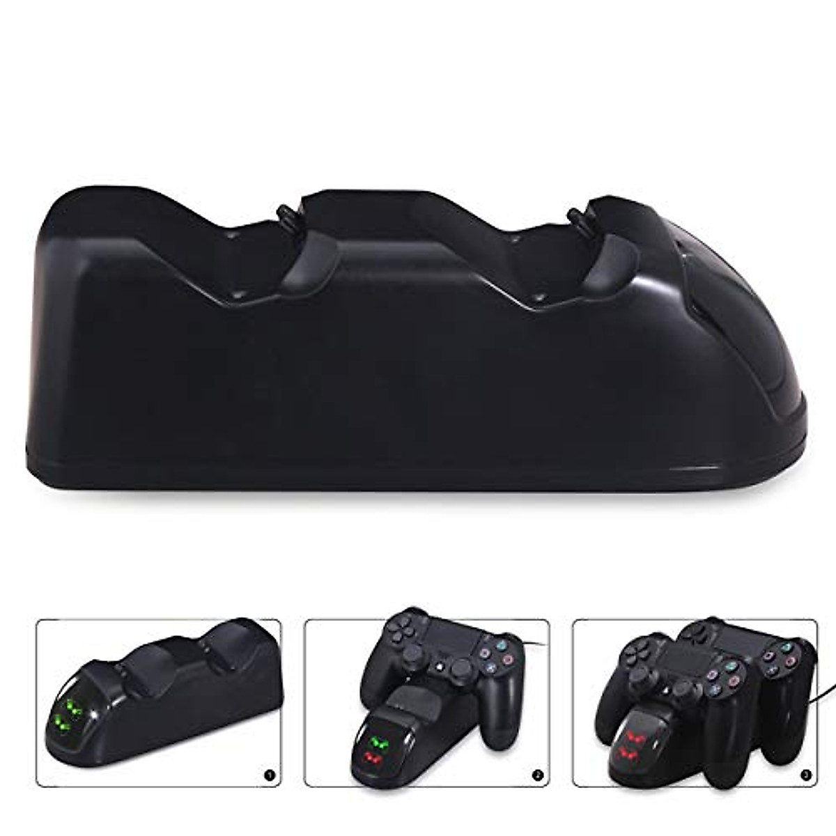 DERCLIVE Controller Charger Dual Controller Charging Dock Station with Charging Status Display Screen for PS4 / PS4 Slim / PS4 Pro Controller