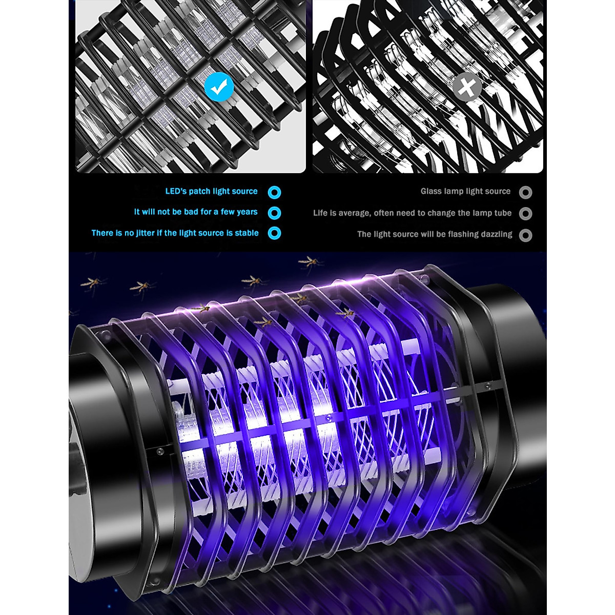 Bug Zapper Outdoor/Indoor,Mosquito Killer lamp,Mosquito Killer Outdoor Mosquito Zapper - UV Indoor Fly Trap, Insects Control, Home & Patio Mosquito Trap.