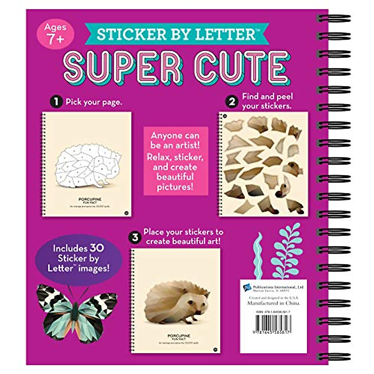 Brain Games - Sticker by Letter: Super Cute - 3 Sticker Books in 1 (30 Images to Sticker: Playful Pets, Totally Cool!, Magical Creatures)