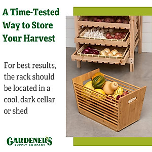 Gardener's Supply Company Orchard Garden Harvest Rack, Sturdy 6 Drawer Wooden Vegetable & Fruit Storage Cabinet Kitchen Organizer | For Vegetables, Fruits & Herb Drying