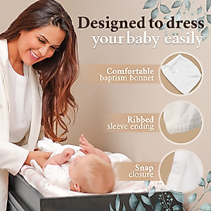 Baptism Outfits for Boys with Bonnet Hat - Christening Outfits for Boys Cross Detail - Baby Boy Baptism Outfit