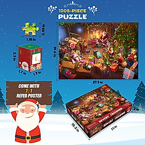 Jigsaw Puzzle Advent Calendar 2024 for Kids and Adults - 1008 Pieces Puzzle 24 Days Christmas Countdown Calendar - Family Game Christmas Gifts for Kids Adults - Christmas Toy House(27.56 x 19.68 Inch)