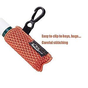 WKieason Lip Balm Sleeves Holder Keychain 3pcs Clip on Chapstick Keychain Holder Pouch Tight-Knit Elastic Lipstick Key Chain Holder (Black/Jade/Orange)