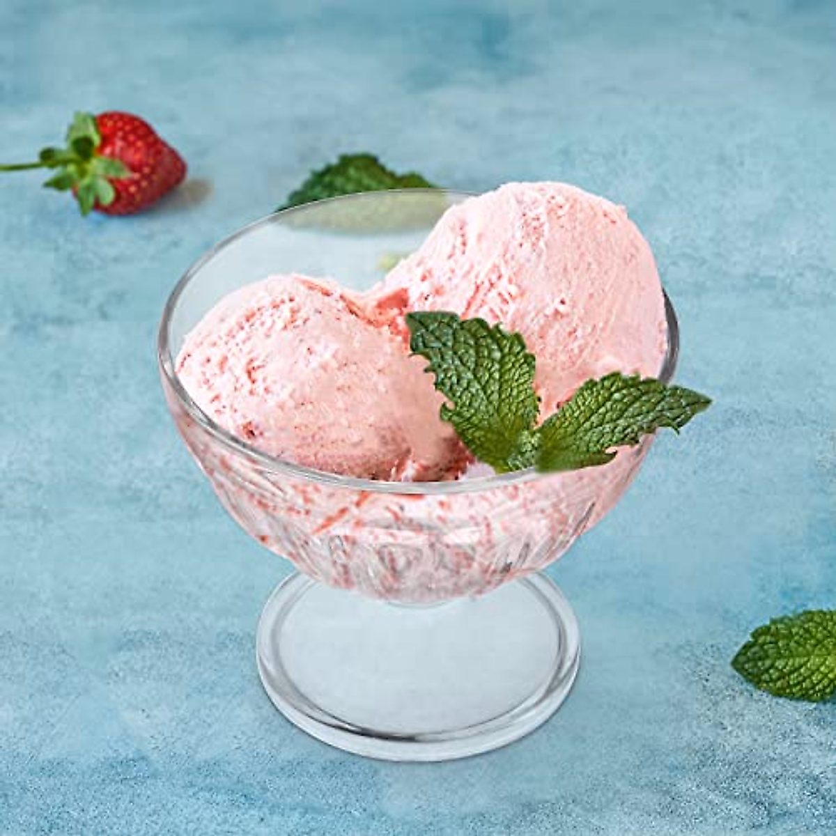 Lawei 12 Pack Acrylic Ice Cream Bowls - 8 Oz Clear Plastic Dessert Cups Footed Ice Cream Bowls for Dessert, Sundae, Ice Cream, Salad, Cocktail, Condiment, Trifle