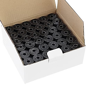 CleverDelights Black Prewound Bobbins - 144 Pack - Size A Class 15 Bobbins - 60wt - SA156 Replacement - for Brother Embroidery Machines - 7/16" x 13/16"