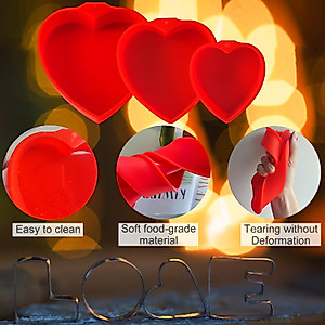3 Pcs Cake Silicone Molds,Heart Shape Silicone Mold for Baking Homemade Dining,Reusable Silicone Fondant Mold Rainbow Mousse Cake Molds Cake Pan Air fryer Silicone Liners（8 In&6In&4In）